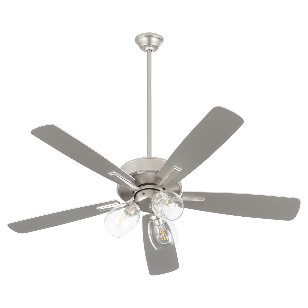 OVATION 3 Light Clear Glass - Satin Nickel / Walnut — Quorum Home